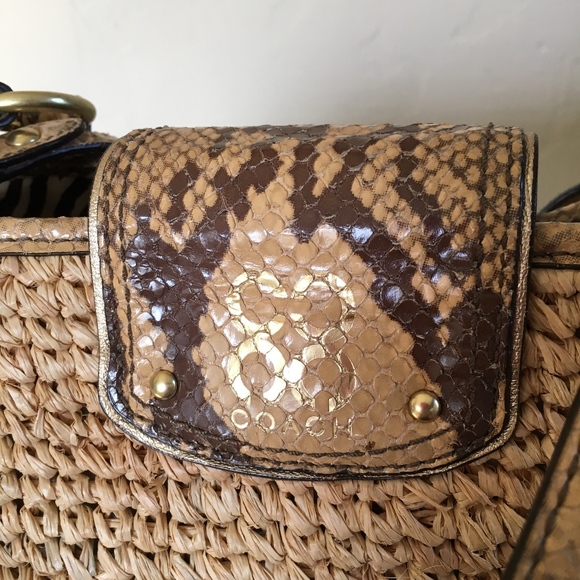 Coach | Bags | Coach Python Straw Natalie Tote | Poshmark